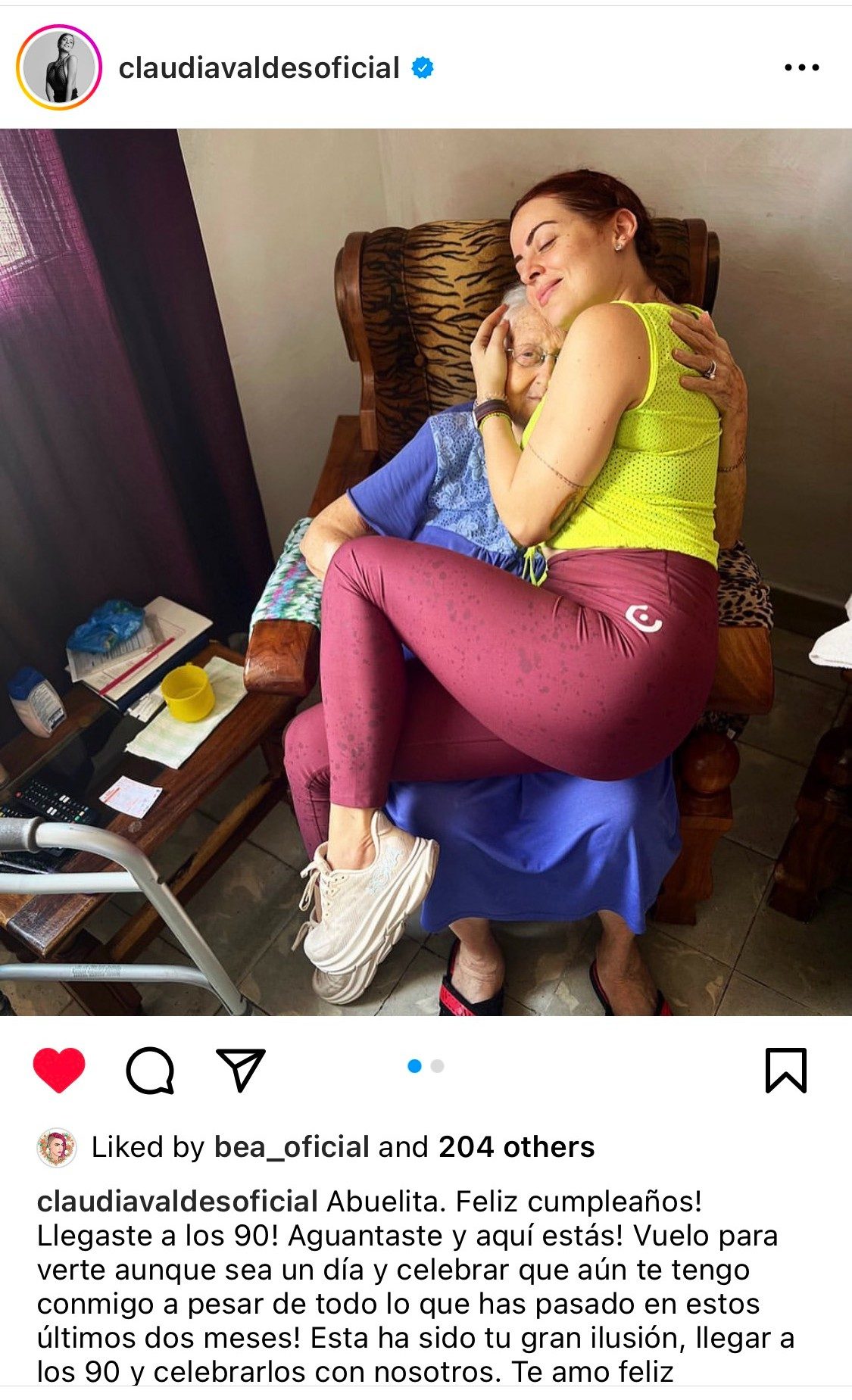 Claudia Valdés viaja a Cuba para celebrar los 90 años de su abuela