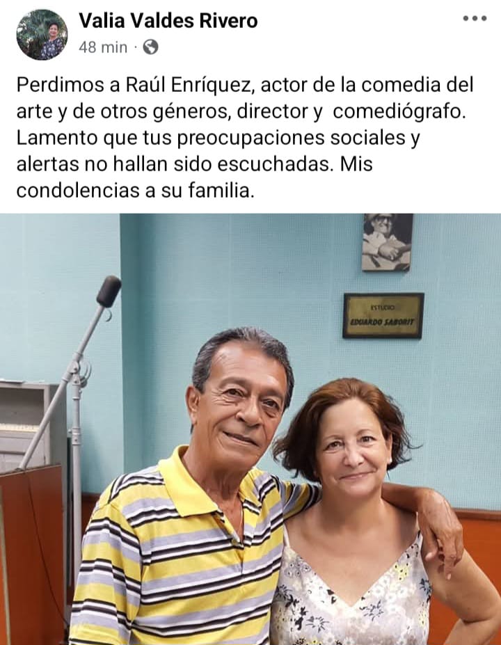 Fallece el actor Raúl Enríquez Zerquera referente del teatro y la ...