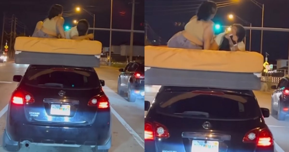 Viral: Dos mujeres pasean las calles de Miami en un colchón en el techo ...